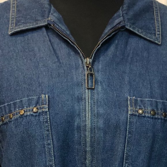 Sag Harbor | Jackets & Coats | 5 Front Zip Denim Jacketshirt By Sag ...